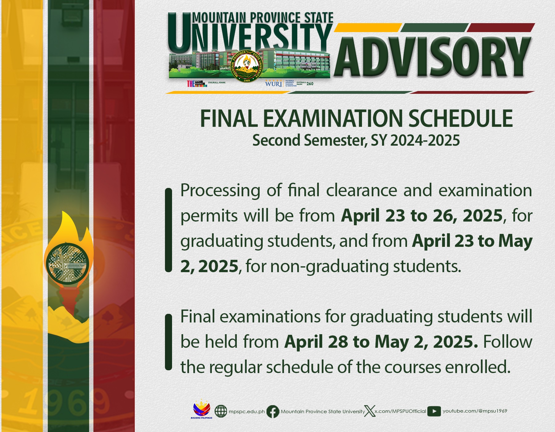 Final Examination Schedule – 2nd Semester AY 2024–2025 - Mountain ...