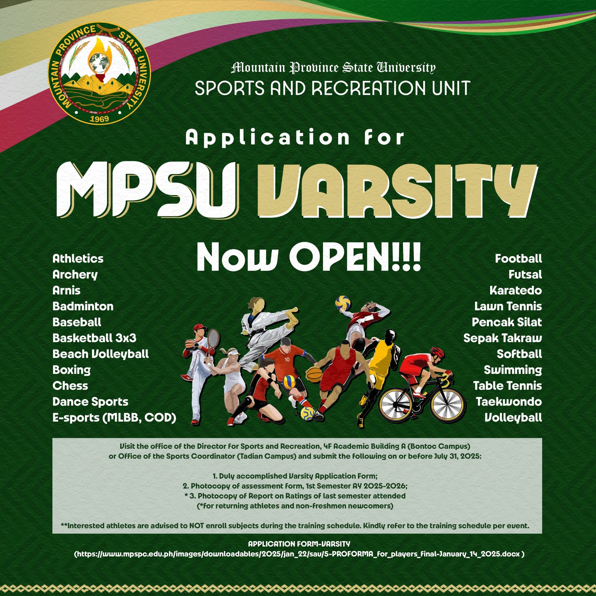 𝗩𝗮𝗿𝘀𝗶𝘁𝘆 𝗔𝗽𝗽𝗹𝗶𝗰𝗮𝘁𝗶𝗼𝗻𝘀 𝗮𝗿𝗲 𝗡𝗢𝗪 𝗢𝗣𝗘𝗡 - Mountain Province State University