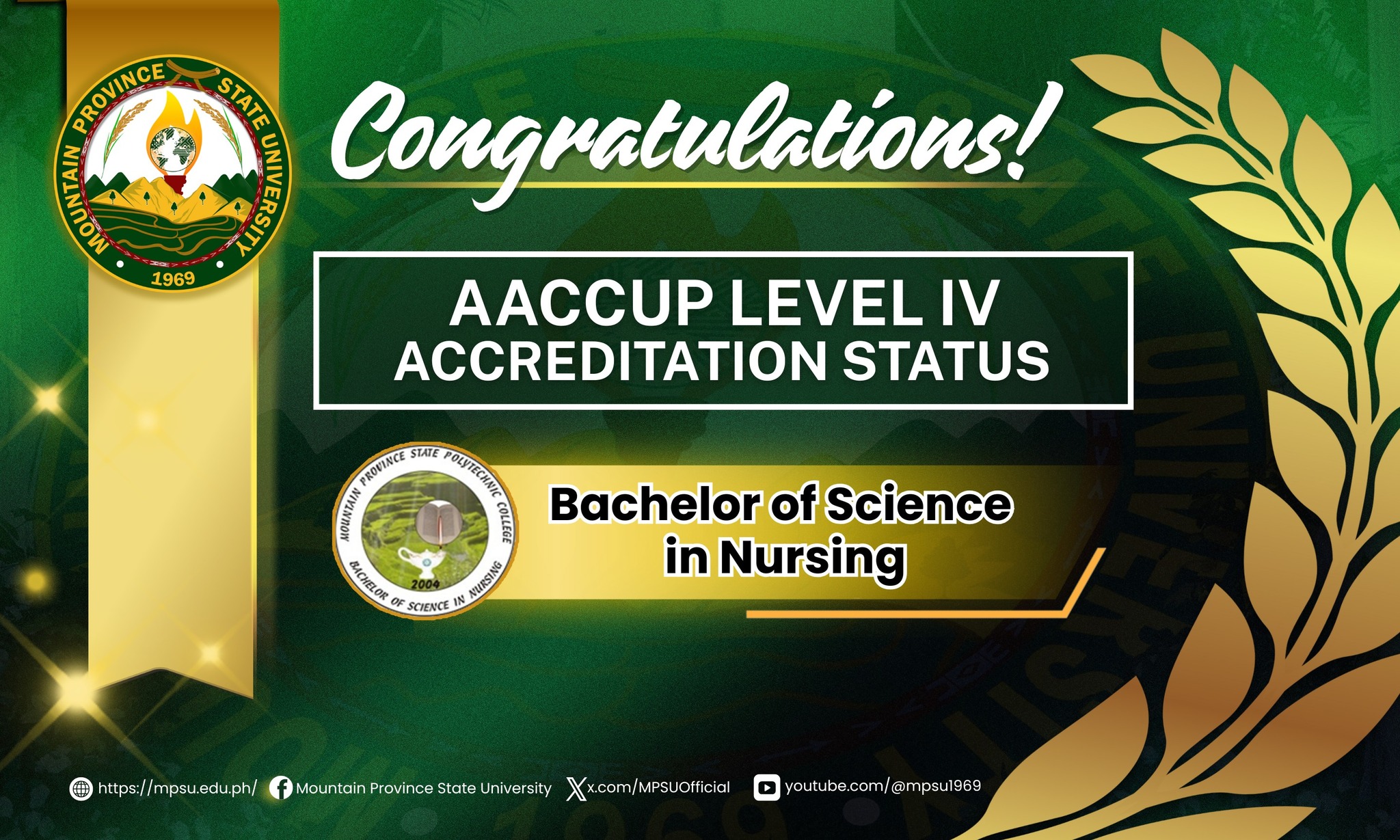 BS Nursing Earns AACCUP Level IV Accreditation - Mountain Province ...