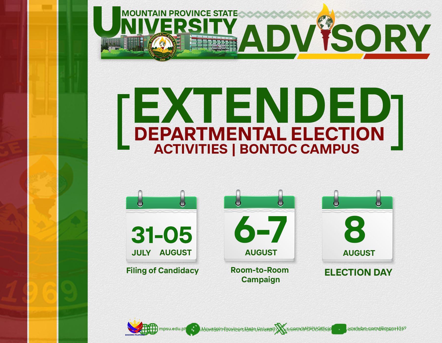 Filing of Candidacy Extended for Dept. Elections - Mountain Province ...