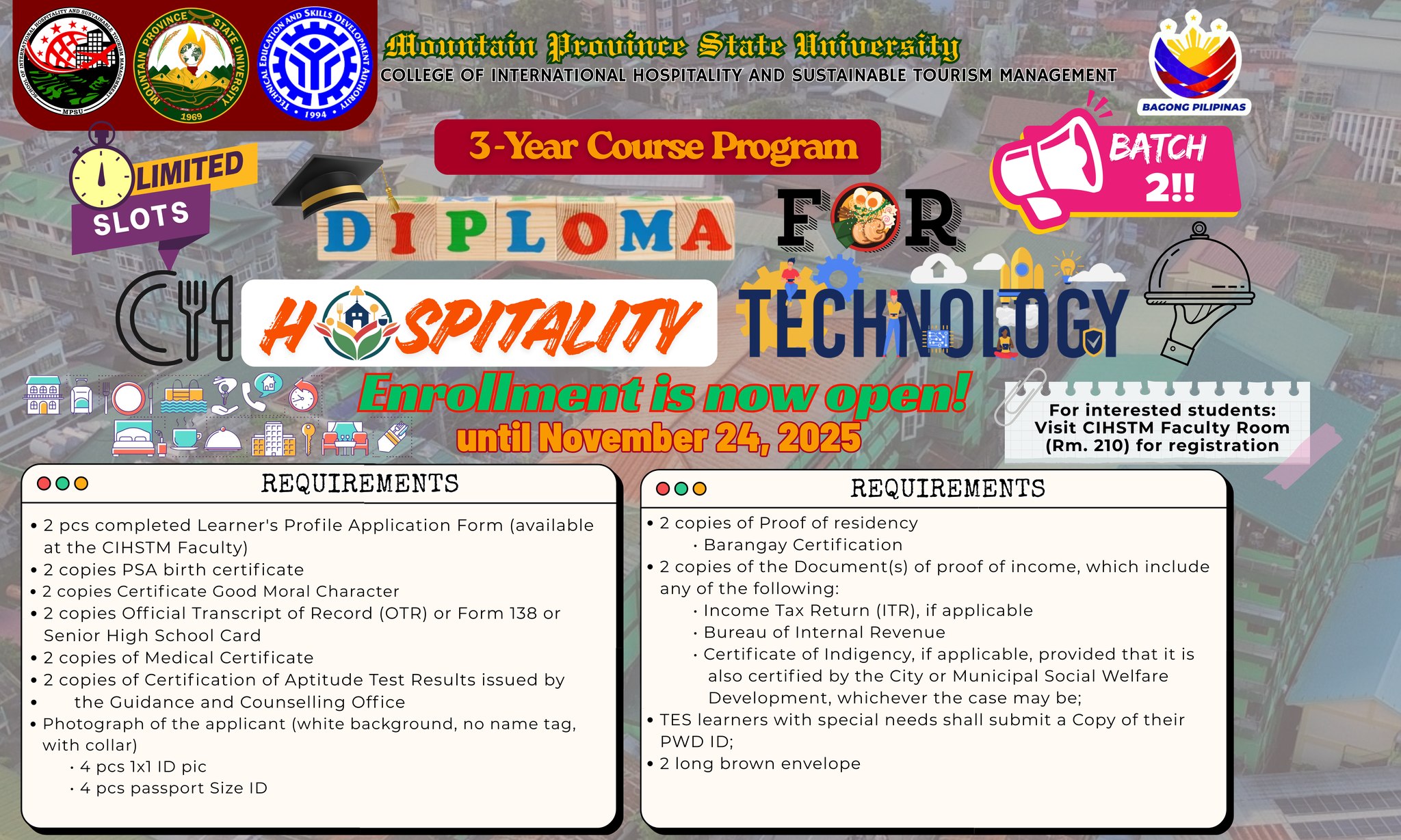 𝗘𝗡𝗥𝗢𝗟𝗟𝗠𝗘𝗡𝗧 𝗜𝗦 𝗡𝗢𝗪 𝗢𝗣𝗘𝗡 - Mountain Province State University